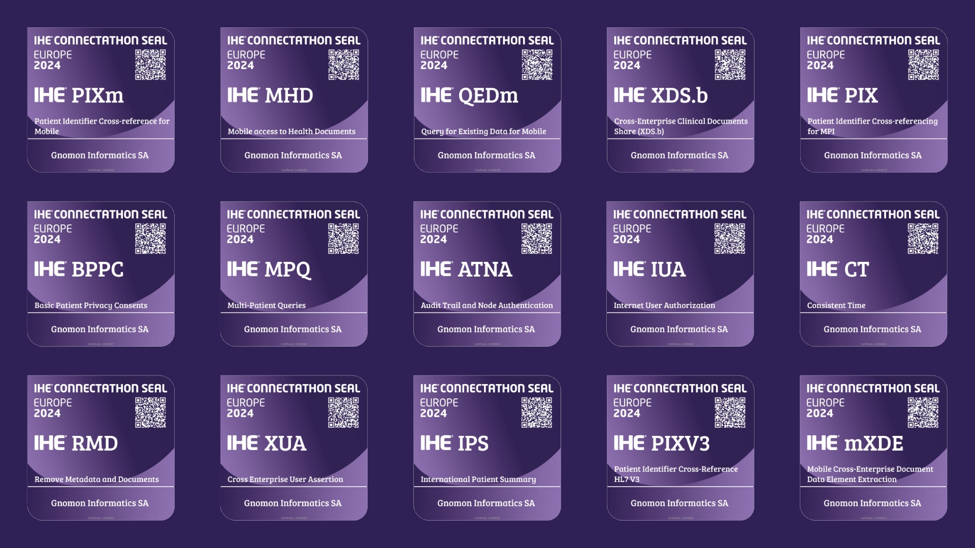IHE Connectathon seals | Gnomon Informatics SA